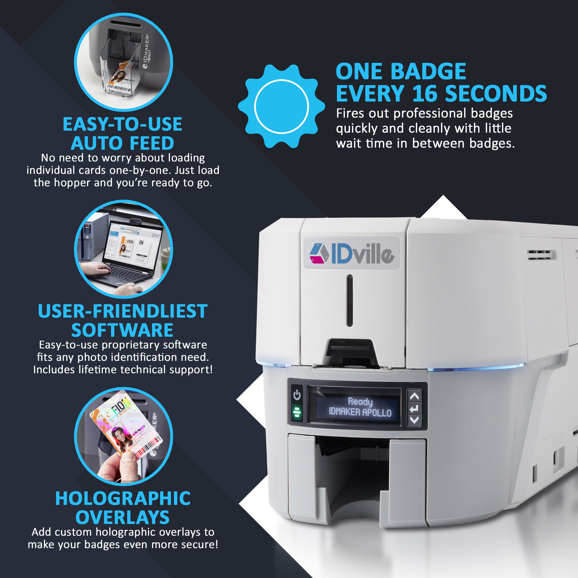 ID Maker Apollo 1-Sided ID Card Printer System - IDville